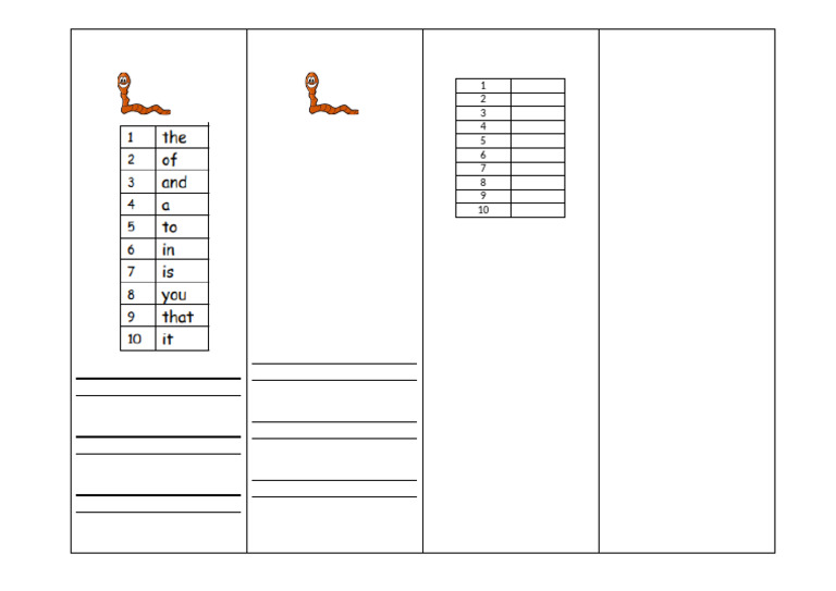 Sight Word Template For Students - Frys List | PDF