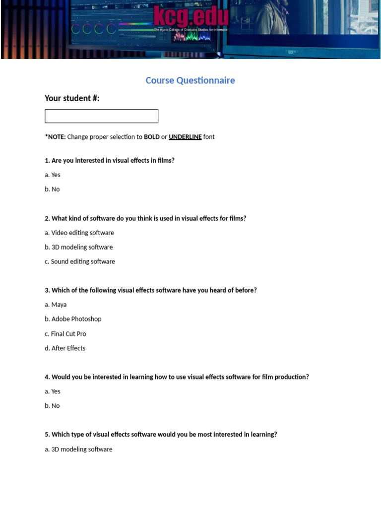 E1 Course Questionaire | PDF
