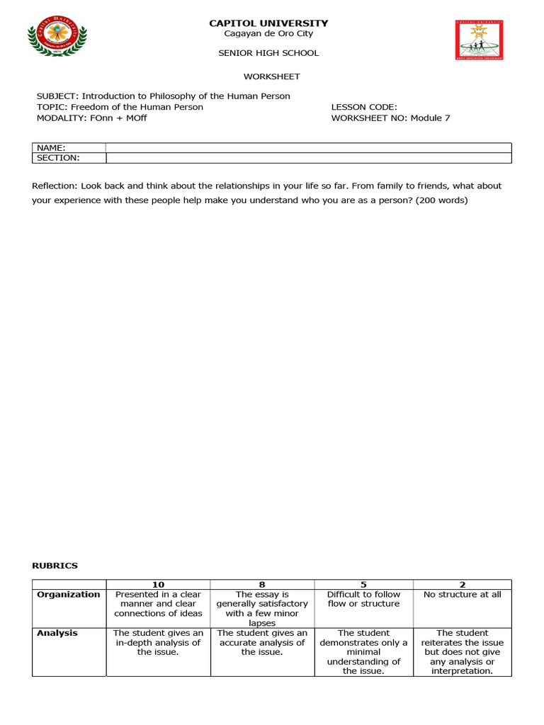 Module 7 Worksheet | PDF