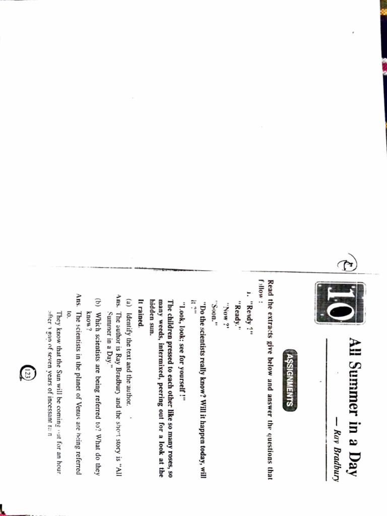 All Summer in A Day Notes | PDF