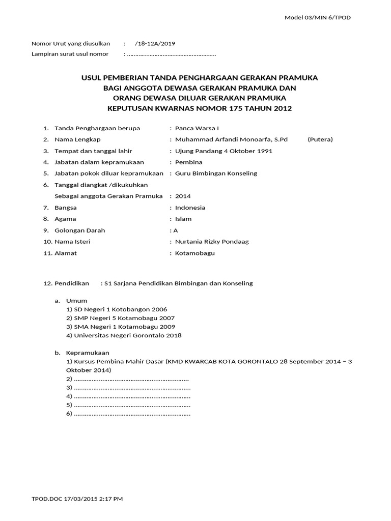 Contoh Draft Panca Warsa | PDF