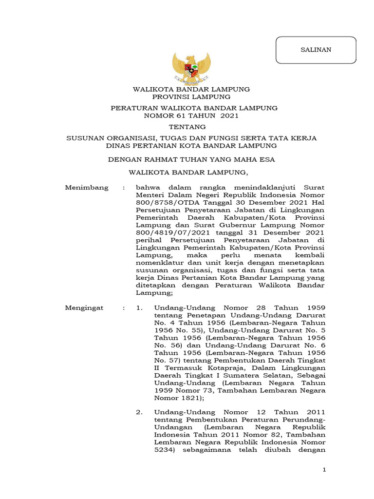 320-Perwali 61 Tahun 2021 | PDF