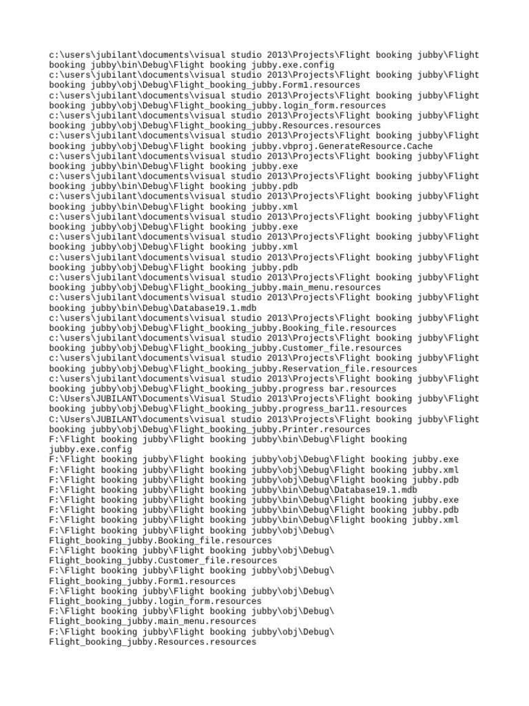 Flight Booking Jubby - vbproj.FileListAbsolute | PDF | Utility Software ...