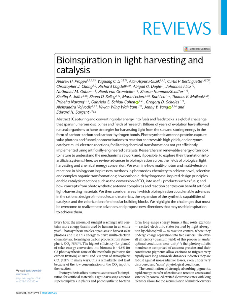 Bioinspiration in Light Harvesting and Catalysis | PDF | Catalysis | Chemical Reactions