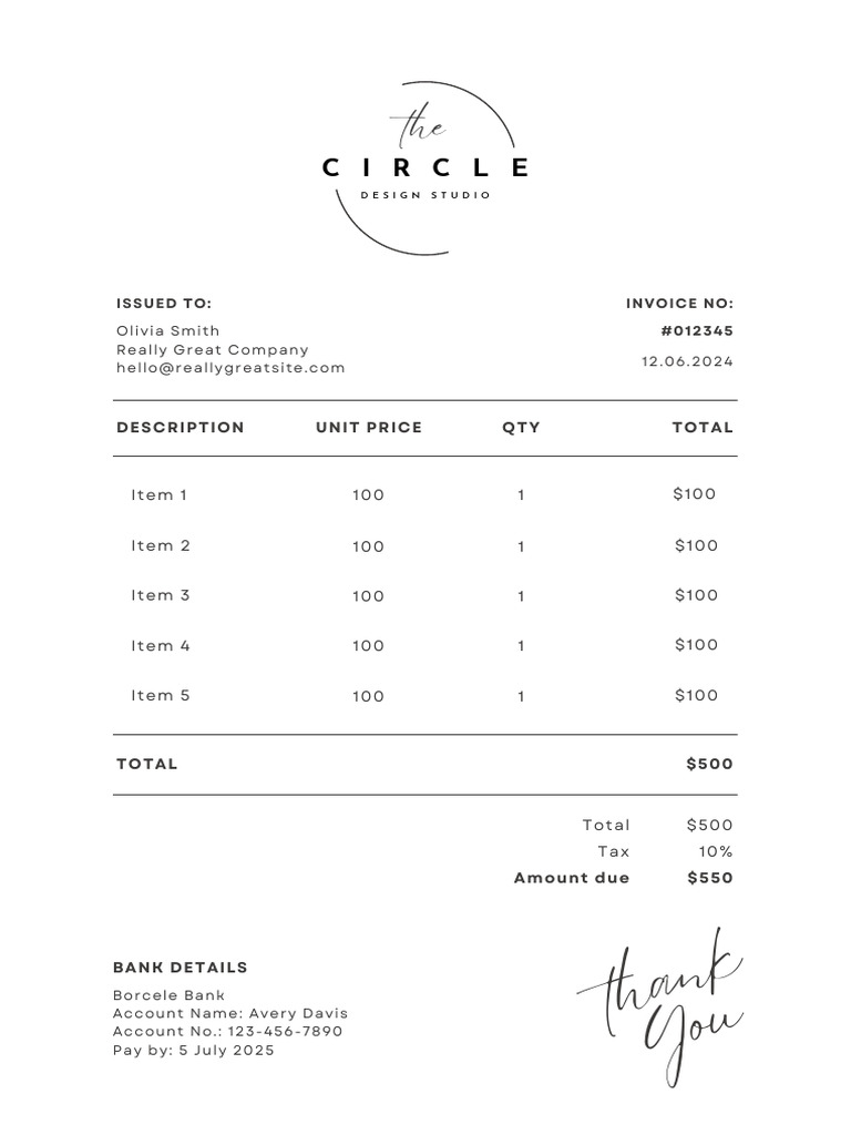 White Simple Minimalist Business Invoice | PDF
