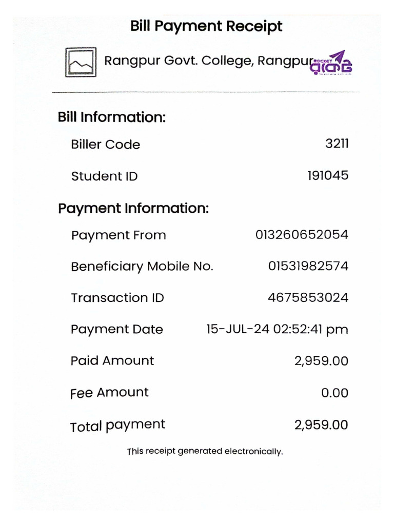 Bill Payment Receipt | PDF