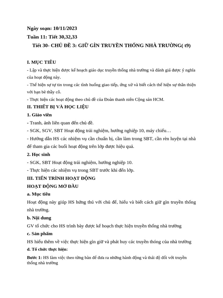 Tuần 11 - HDTNHN - CD3 - K10 | PDF