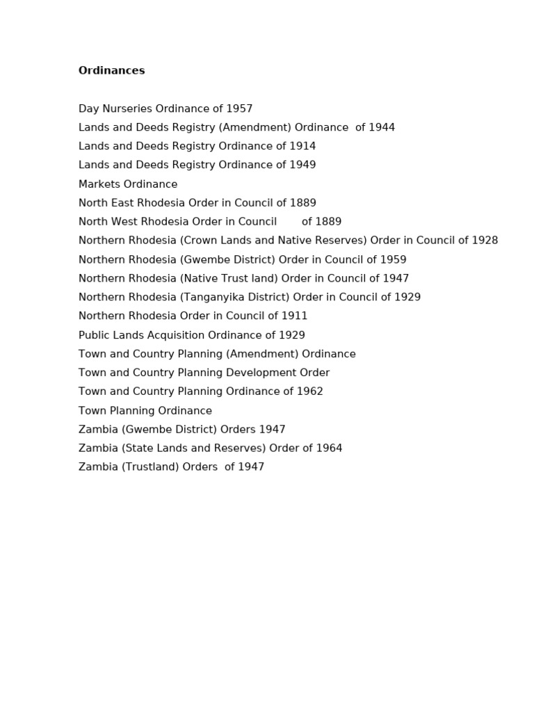 Table of Ordinances 10th Feb 2006 | PDF