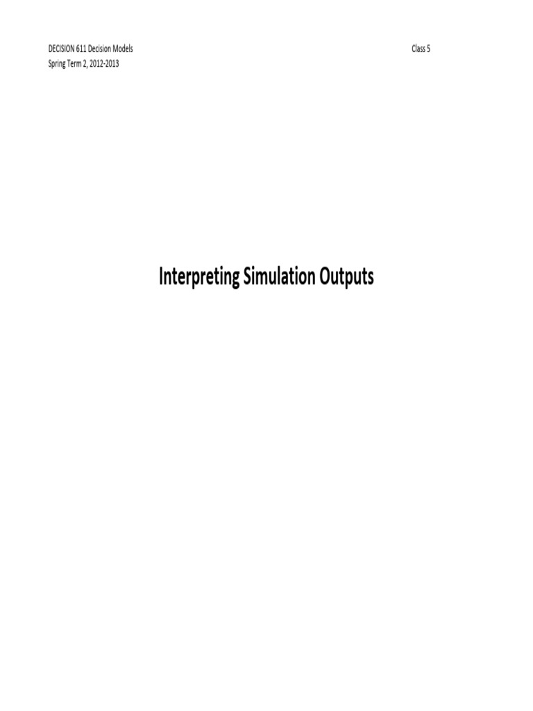 Interpreting Simulation Outputs 2013 | PDF
