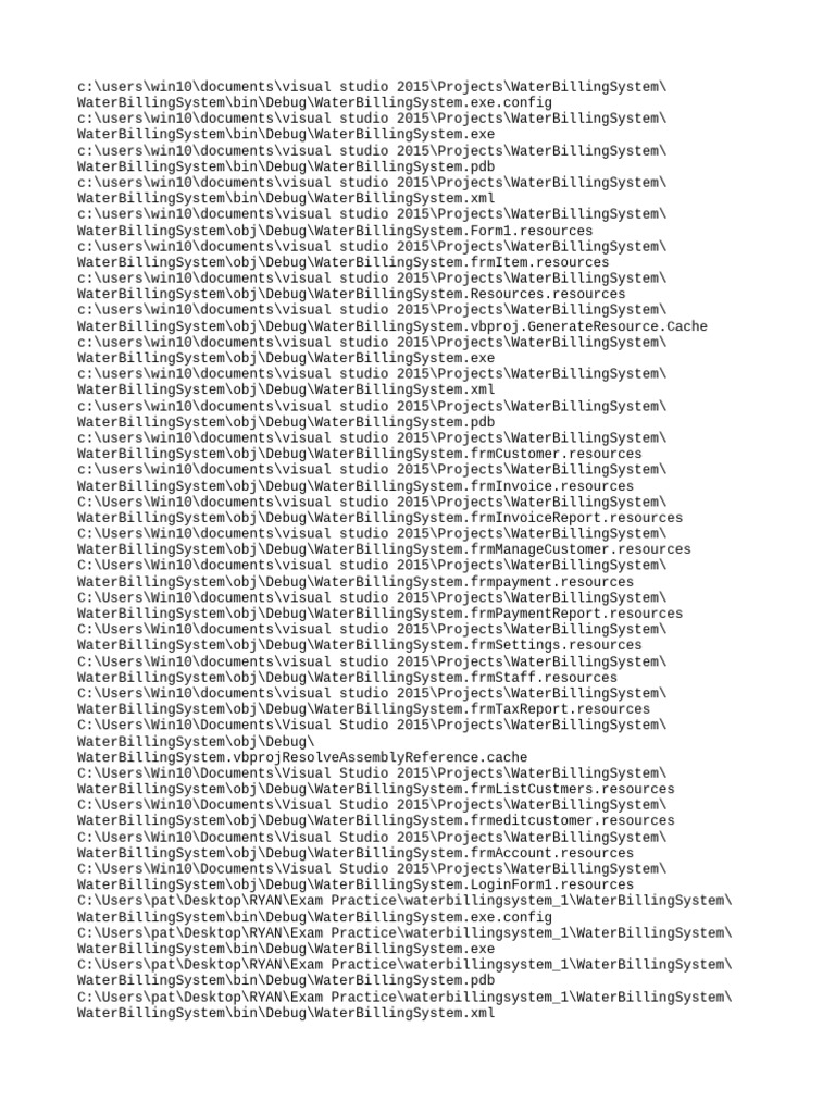 WaterBillingSystem Vbproj FileListAbsolute | PDF | Software Development | Windows Nt