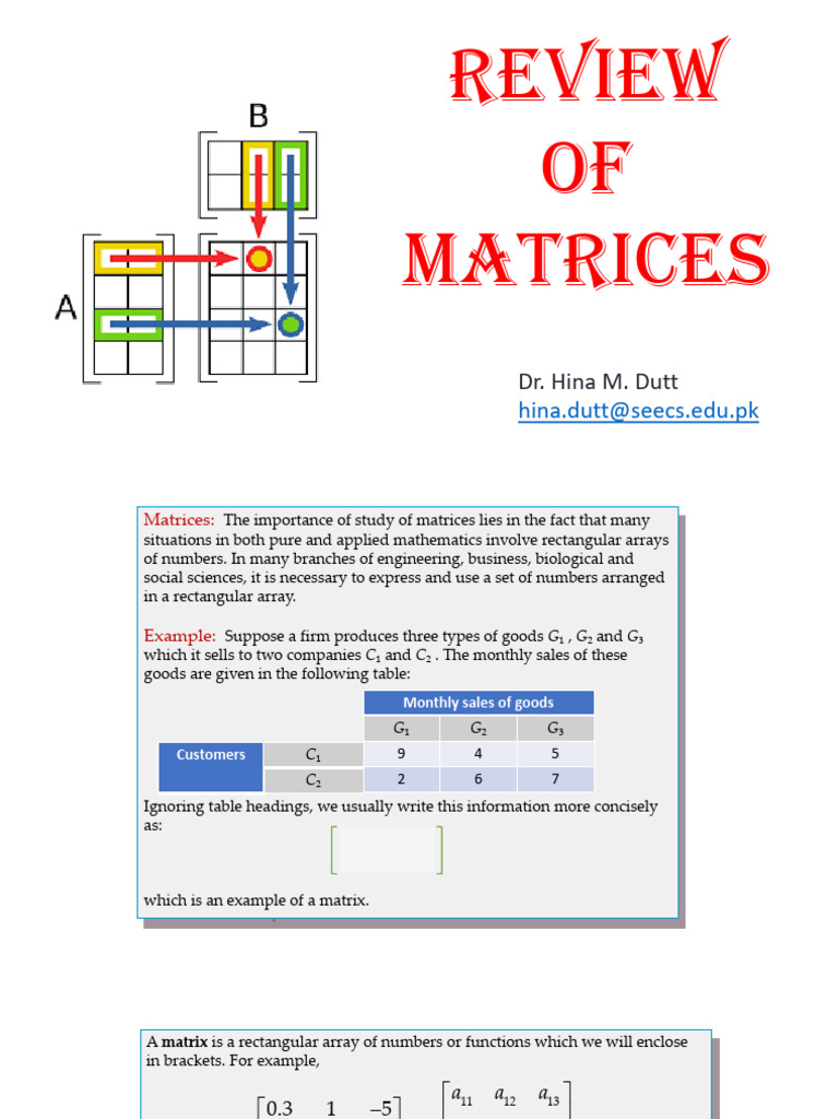 Review of Matrices | PDF