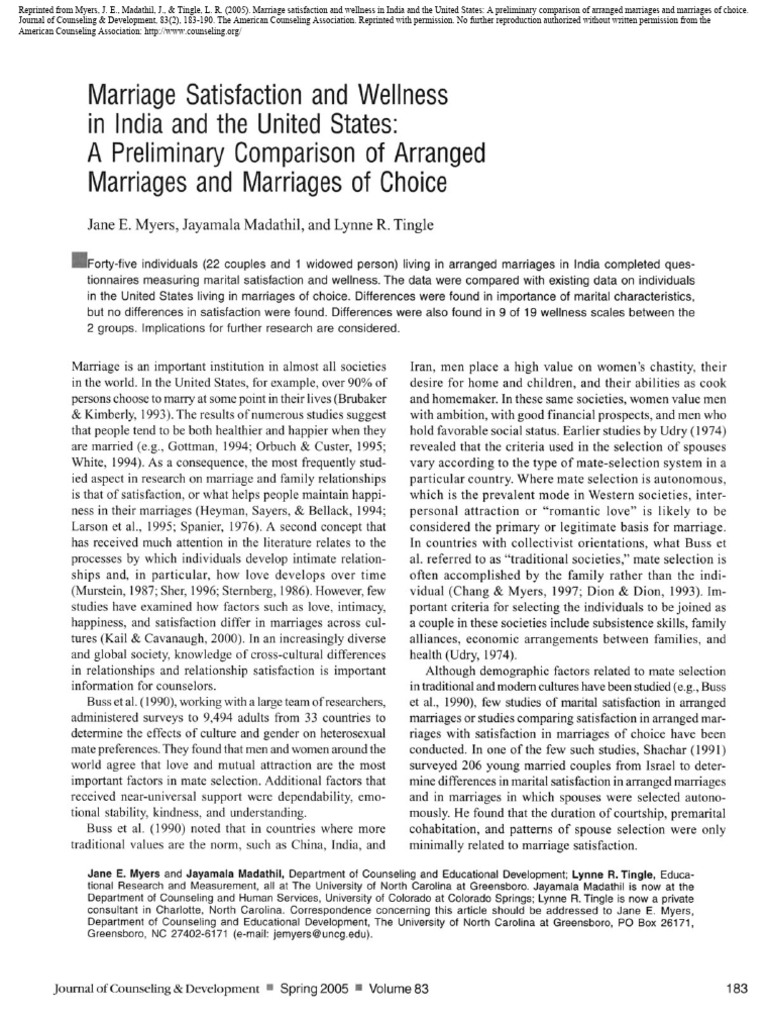 Art - Marriage Satisfaction... Comparison of Arranged Marriages and ...
