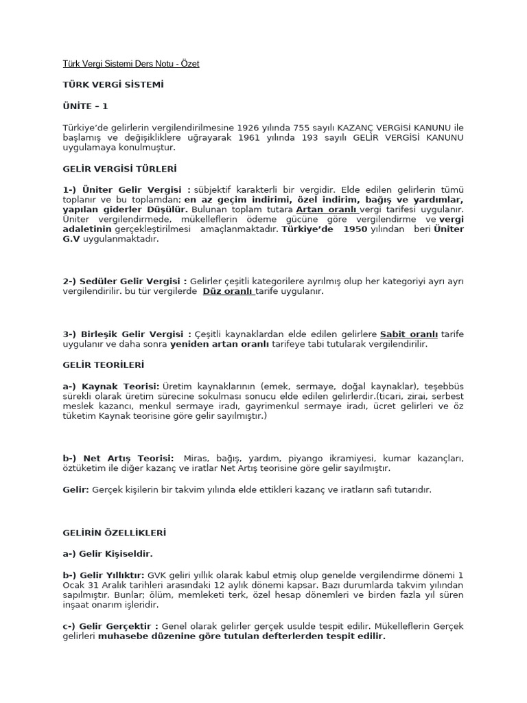 Türk Vergi Sistemi | PDF