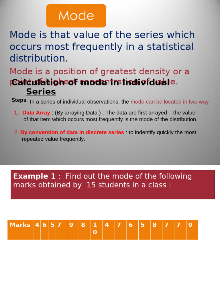 Measures of Central Tendency Mode | PDF