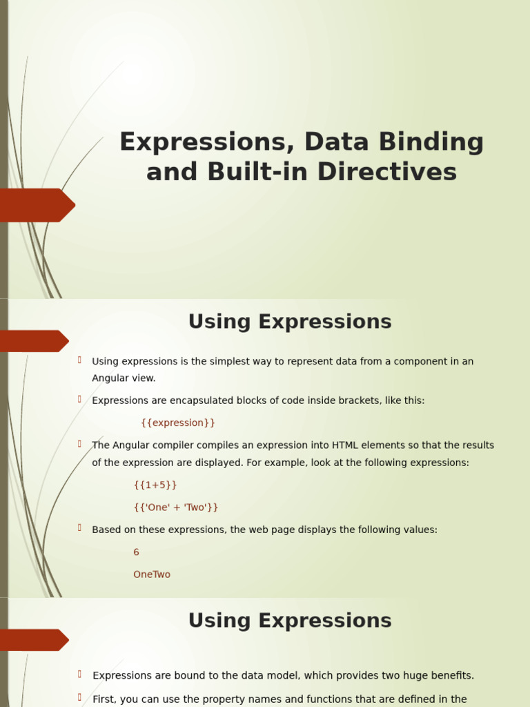 Expressions, Data Binding and Built-In Directives | PDF