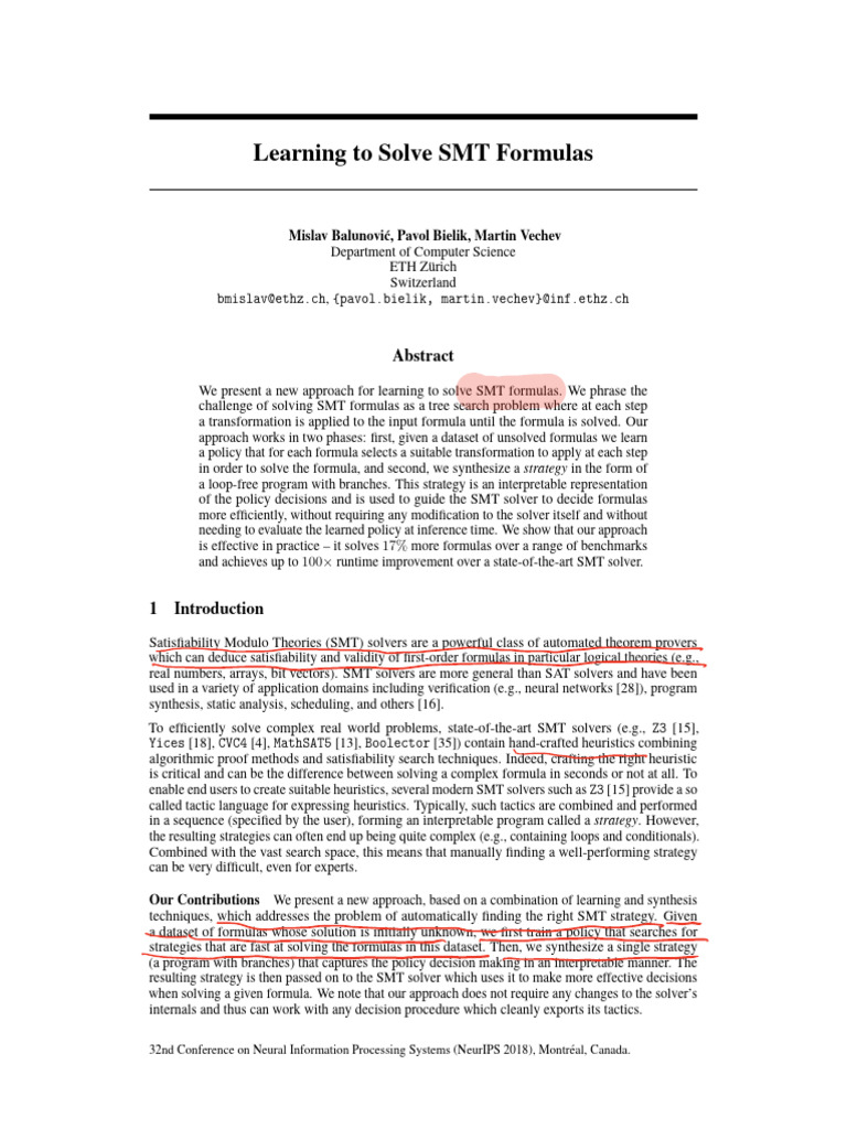 8233 Learning To Solve SMT Formulas | PDF