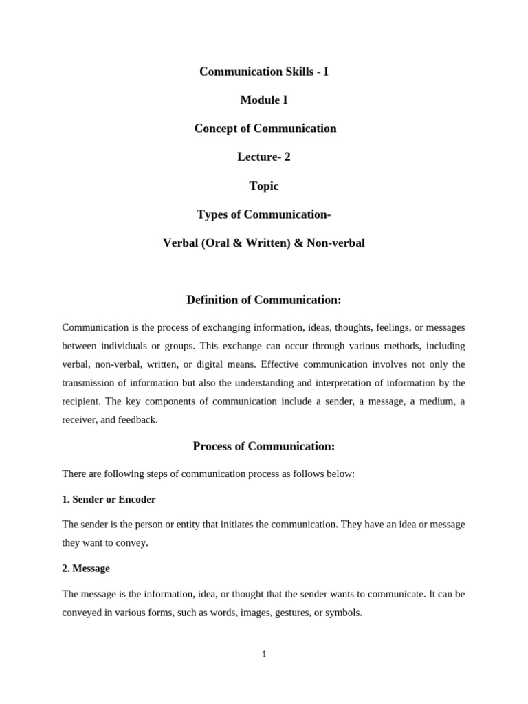 2 - Types of Communication-Verbal Non-Verbal | PDF | Communication ...