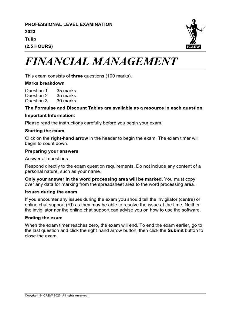 Icaew 2023 FM Mock Tulip Qs | PDF