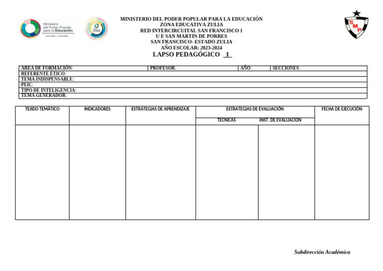 Formato de Planificacion | PDF
