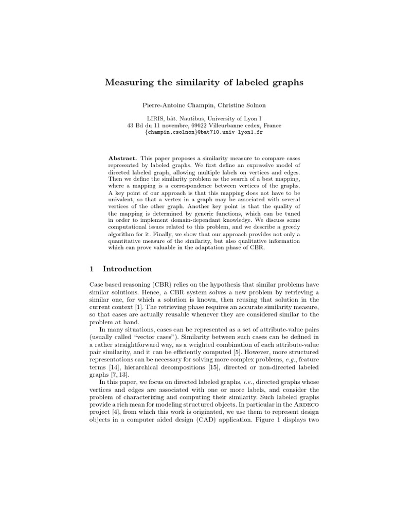 Measuring The Similarity of Labeled Graphs | PDF