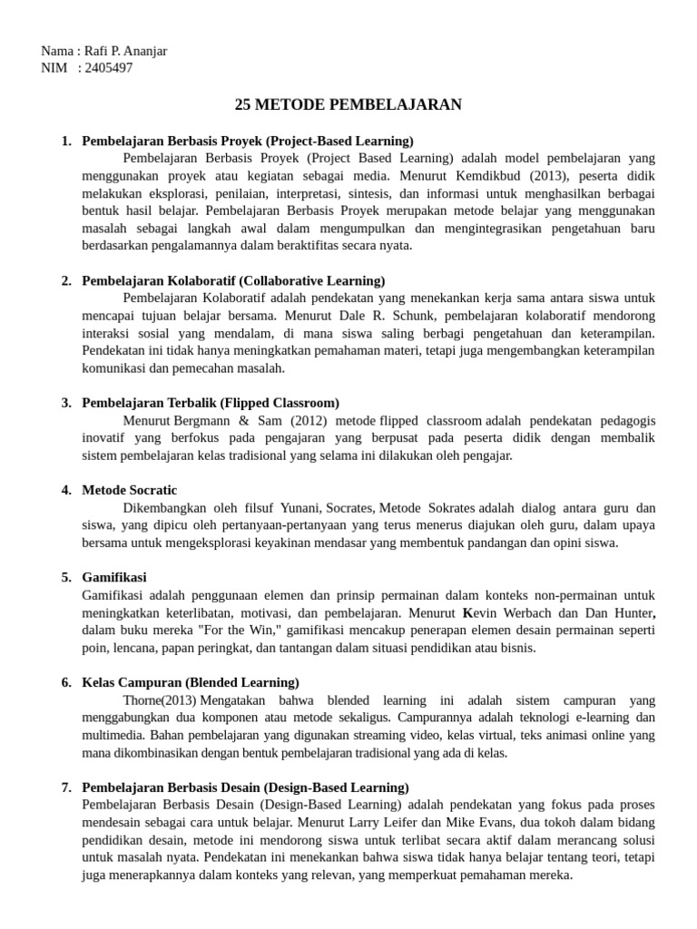 25 Strategi Pembelajaran | PDF