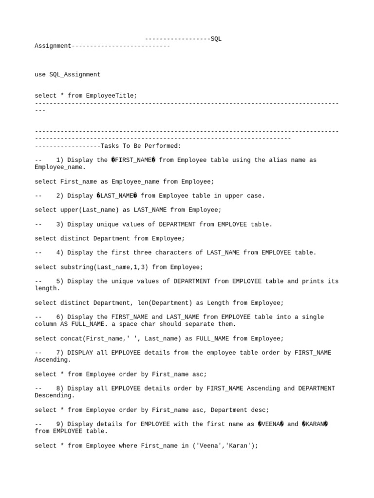 Sql Assignment Pdf