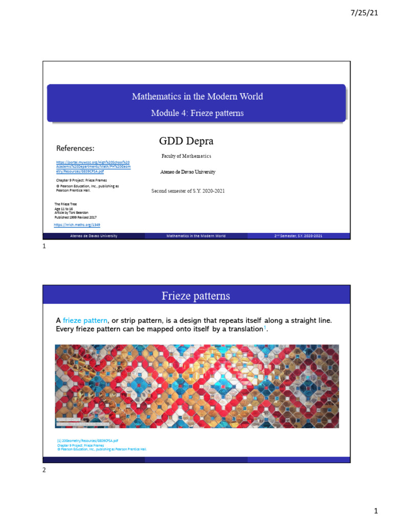 4.6 Frieze Patterns (Additional) | PDF | Mathematical Physics ...