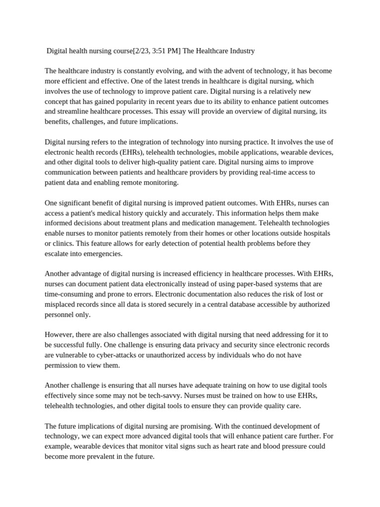 Digital Nursing | PDF