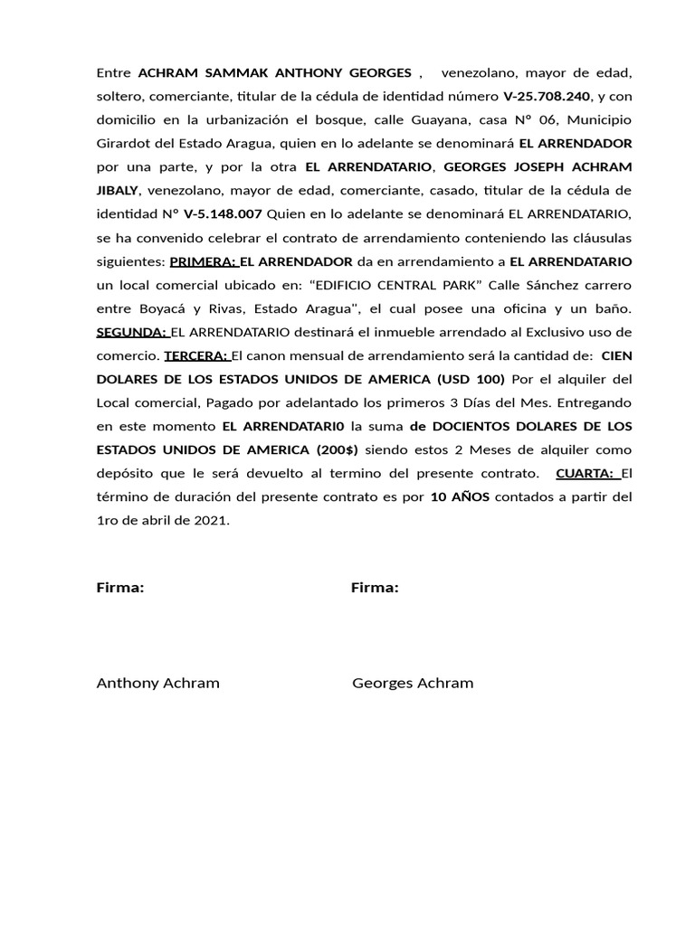 Contrato Local Ozy Fake | PDF