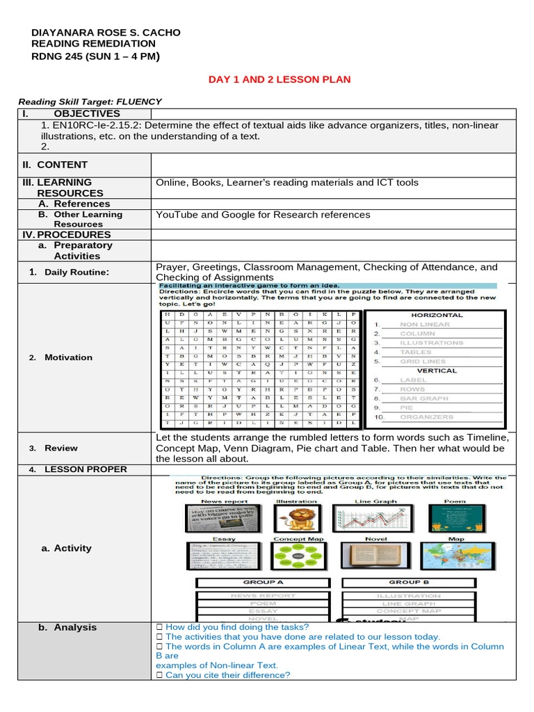 Reading Remediation Lesson 1 and 2 | PDF
