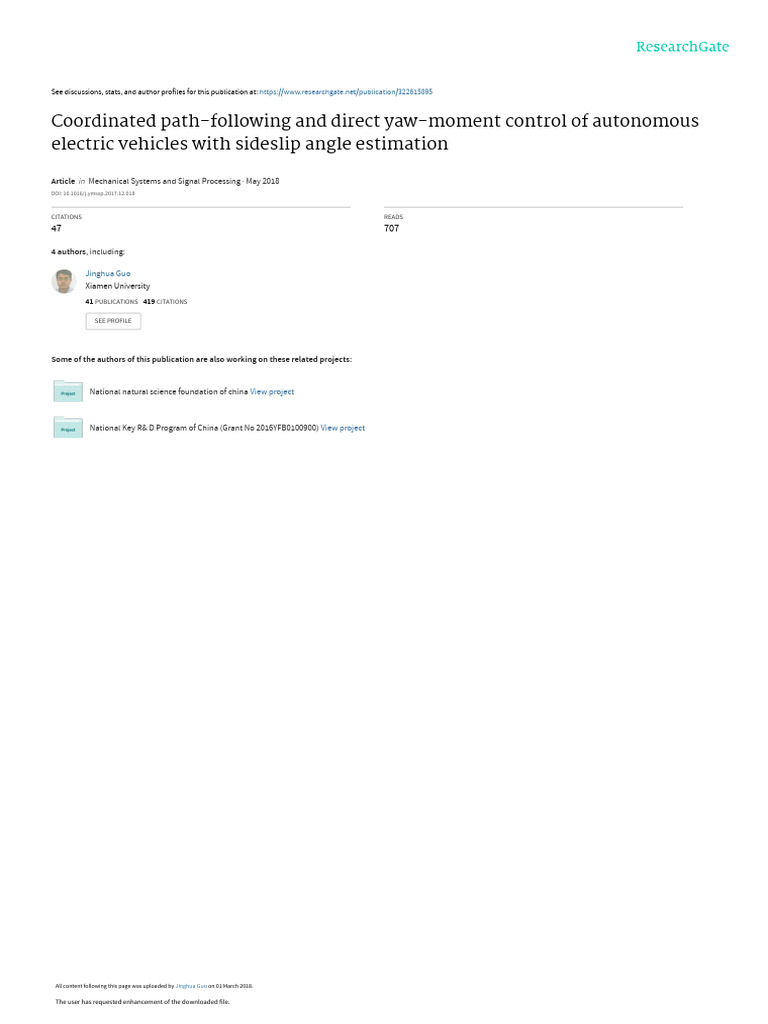 Coordinated Path-Following and Direct Yaw-Moment Control of Autonomous Electric Vehicles With ...