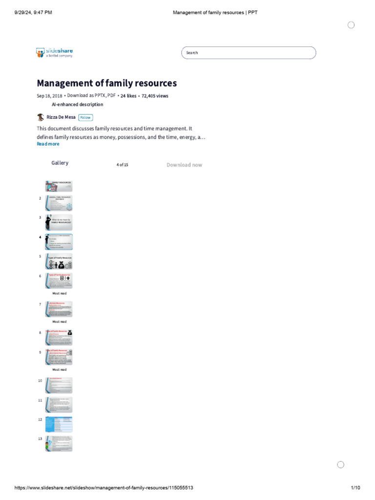 Management of Family Resources | PDF