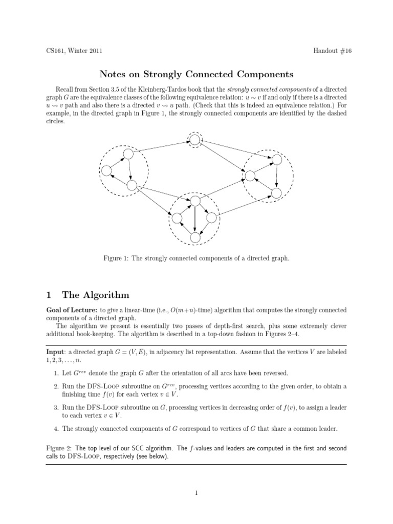 Notes On Strongly Connected Components: G U V U V V U | PDF