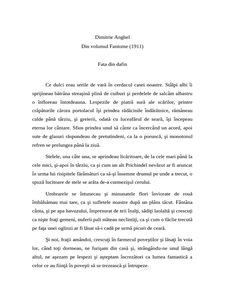 Dimitrie Anghel - Fata Din Dafin | PDF