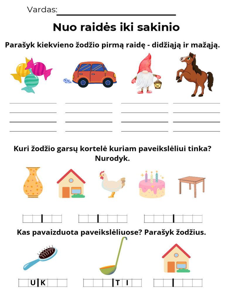 Nuo Raidės Iki Sakinio | PDF