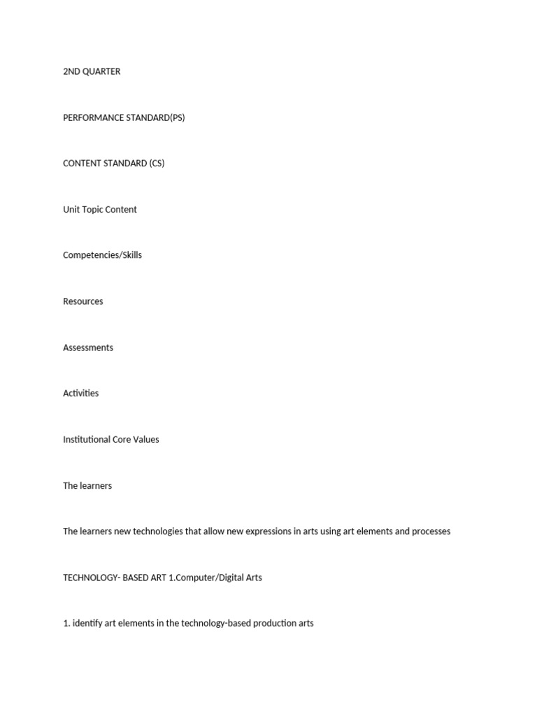 Technology-Based Art Curriculum Guide | PDF