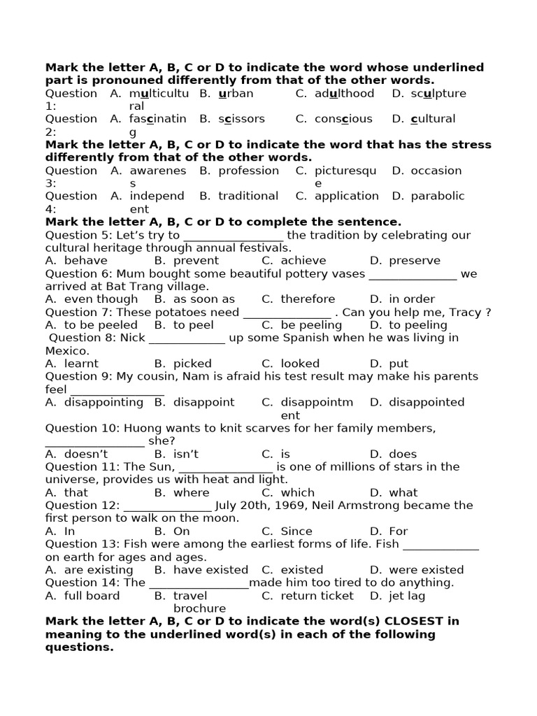 Đề Thi Minh Họa - Sở HN 2024 | PDF