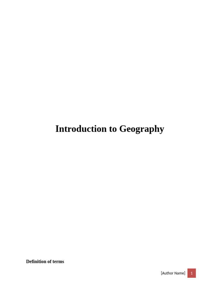 Introduction To Geography | PDF