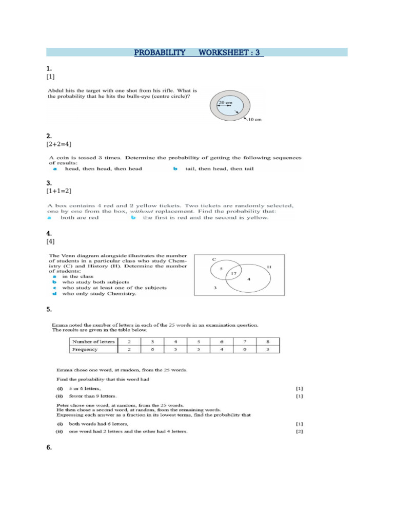 Probability Worksheet-3 | PDF