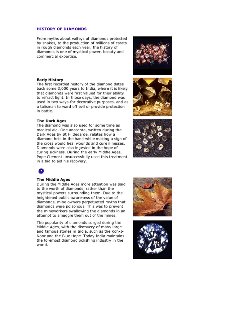 History of Diamonds and Mining | PDF | Diamond | Carbon