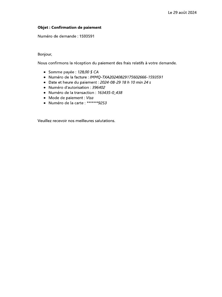 Récu Paiment CAQ | PDF