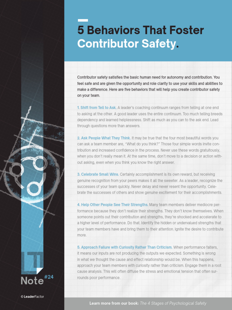 5 Behaviours Contributor Safety | PDF