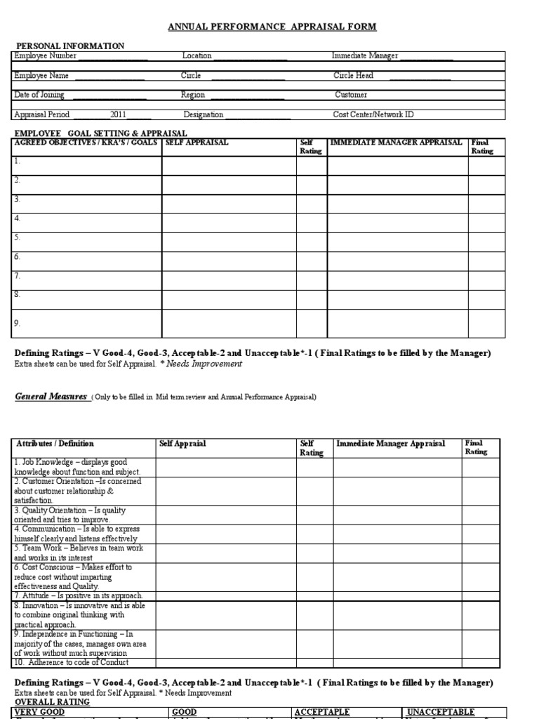 Essjay Ericsson PMS Form - 2011 | Performance Appraisal | Goal