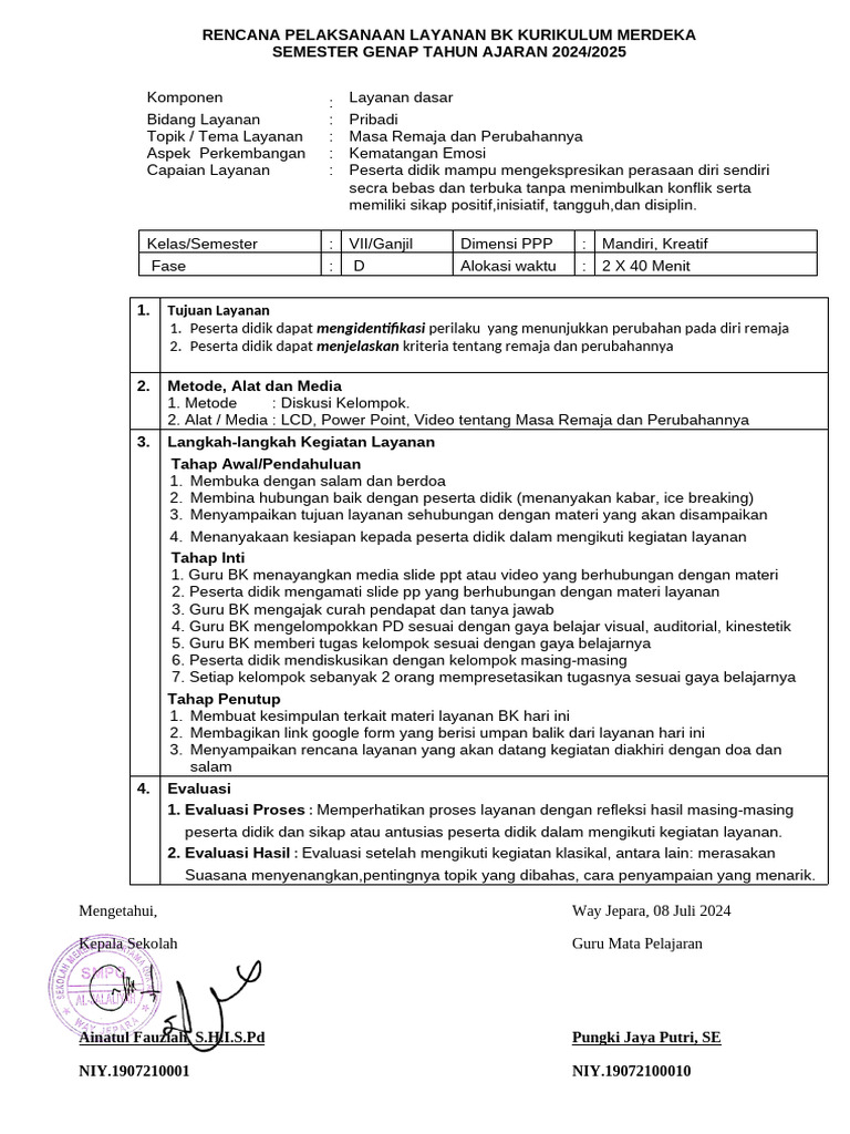 RPL BK 7 Ganjil | PDF