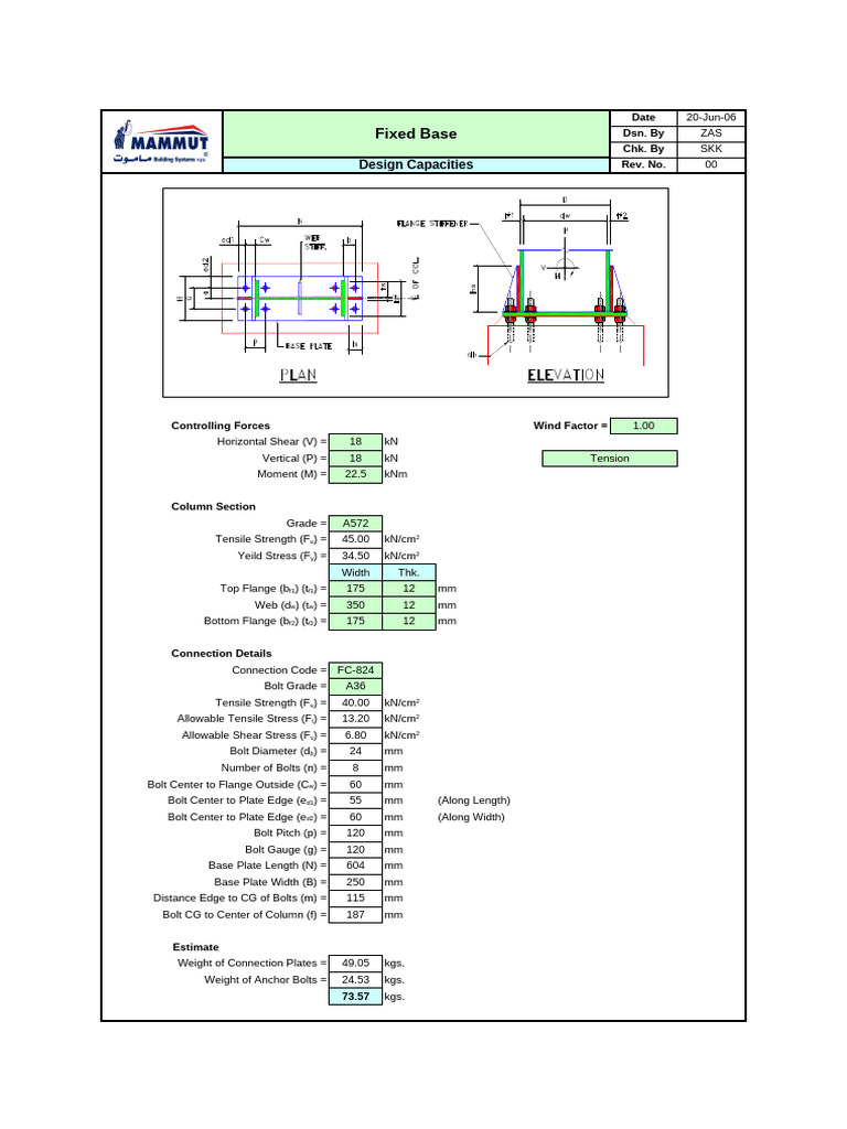 Fixed Base Plate BP-3 & Anchor Bolt | PDF