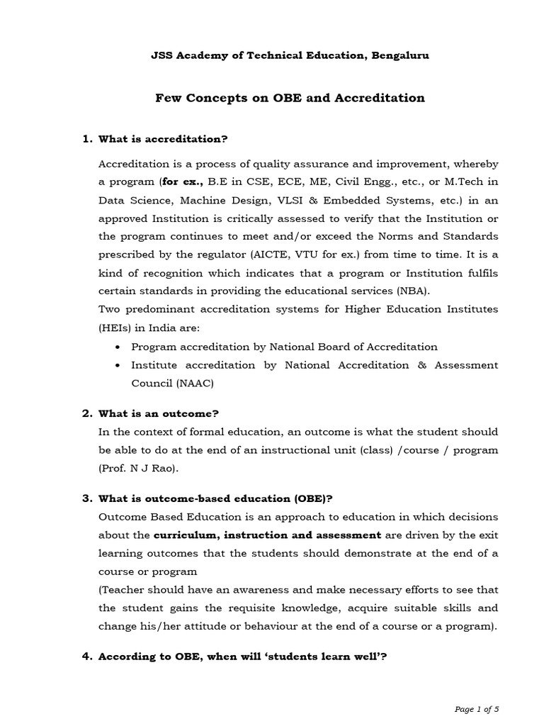 FAQs On OBE For Faculty & Students | PDF