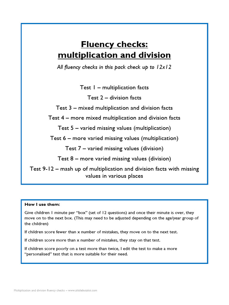 Multiplication and Division Fluency | PDF