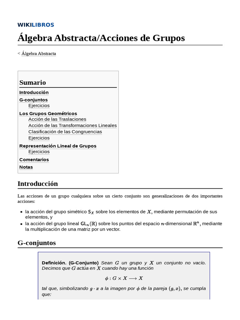 Álgebra Abstracta Acciones de Grupos | PDF