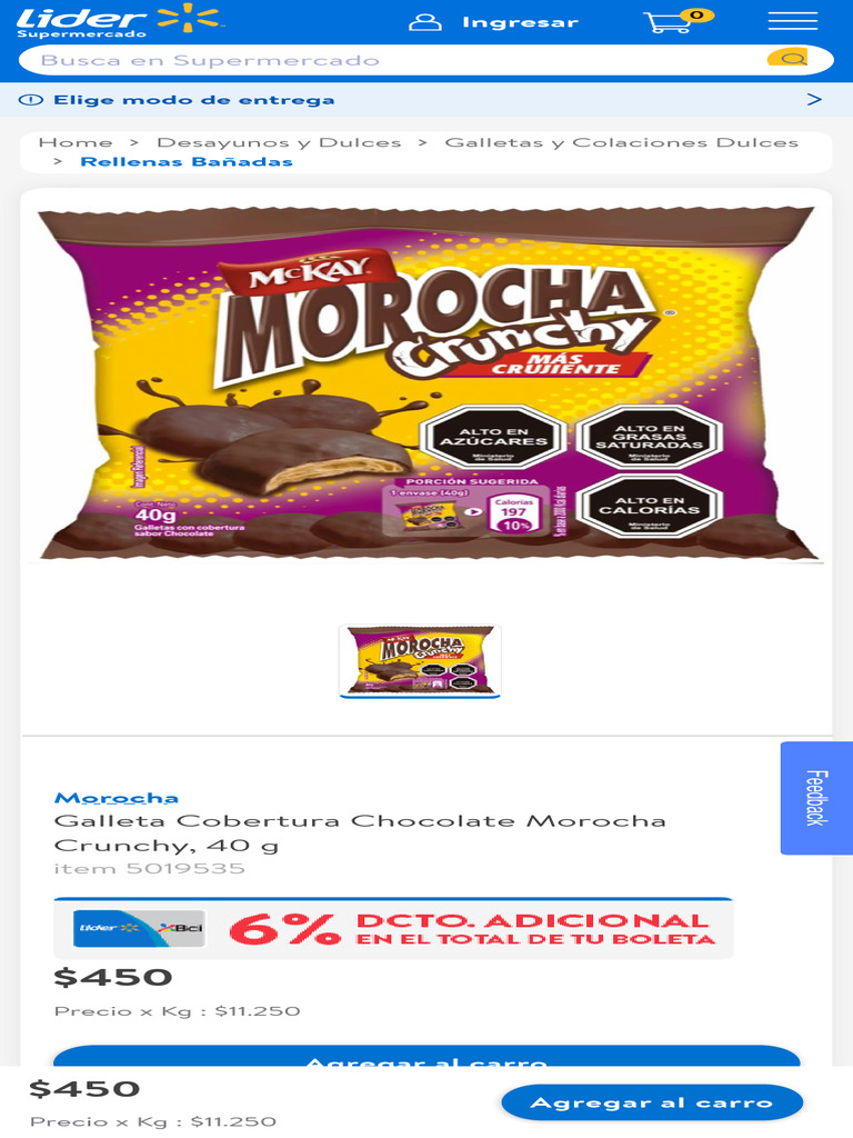 Galleta Cobertura Chocolate Morocha Crunchy, 40 G Morocha Lider - CL | PDF