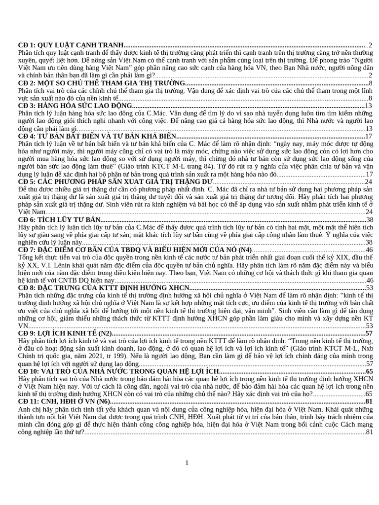 ÔN THI KTCT CUỐI KỲ NTT | PDF